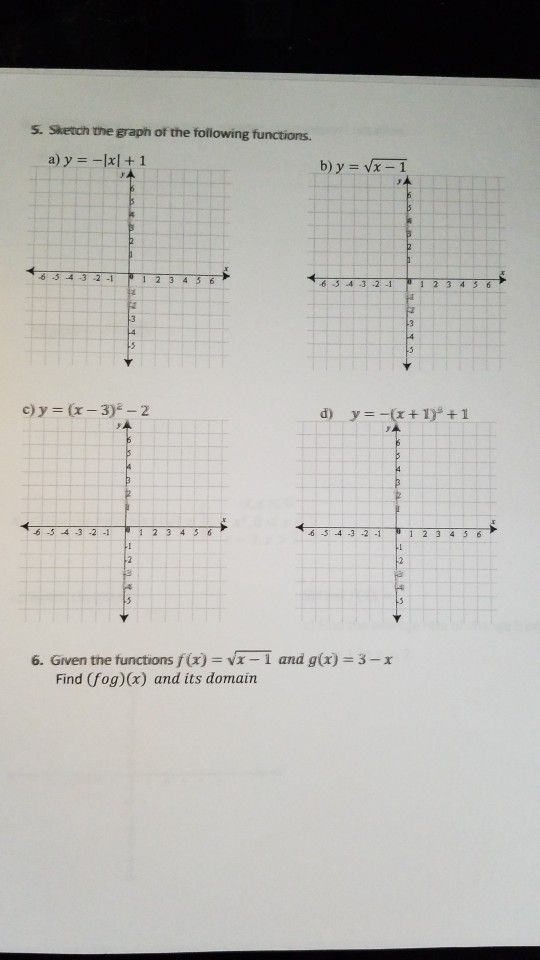 Solved 5. Sketch the graph of the following functions. a) y | Chegg.com
