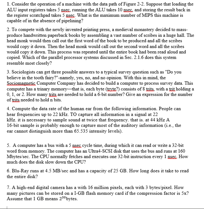 Solved 1. Consider the operation of a machine with the data | Chegg.com