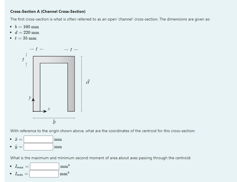 Solved Cross-Section A (Channel Cross-Section) The first | Chegg.com