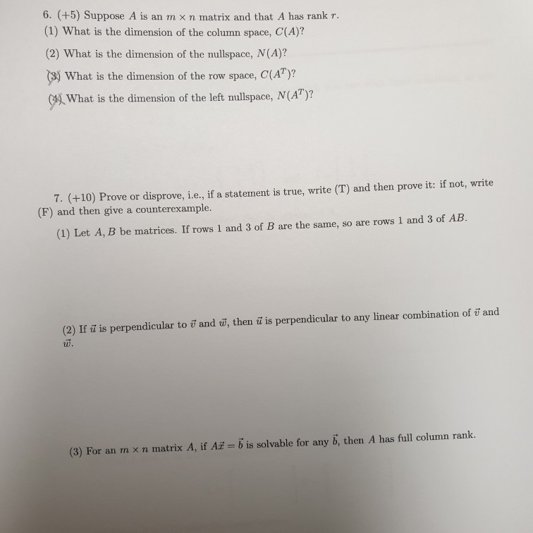 Solved 6 5 Suppose A Is An M × N Matrix And That A Has