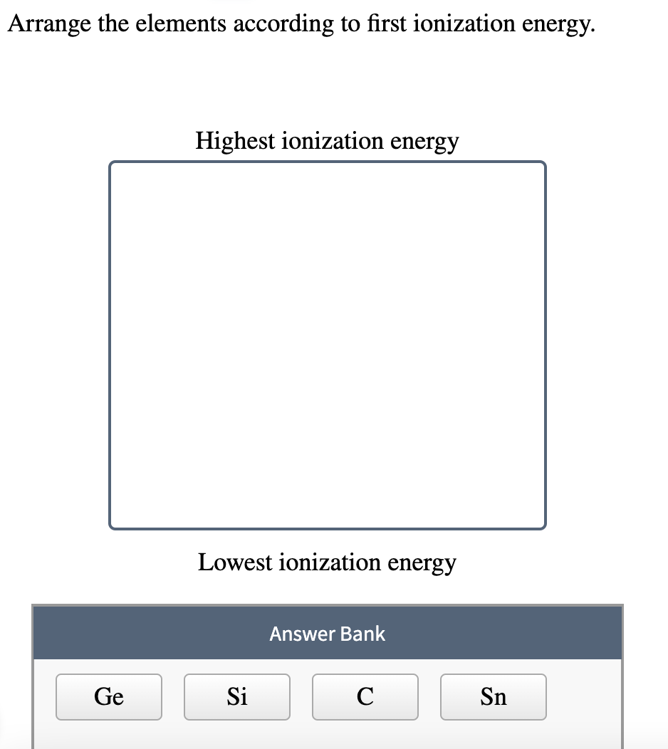 Solved Arrange The Elements According To Atomic Radius From