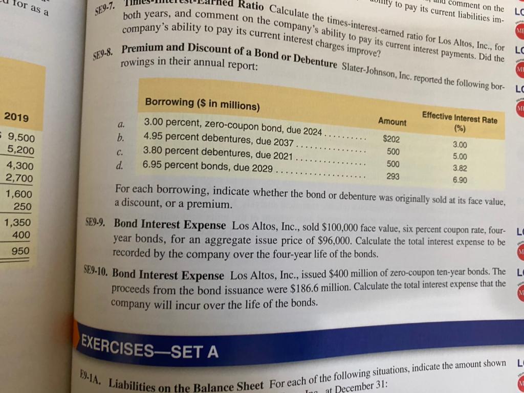 Solved both years, and comment on the company's ability to | Chegg.com