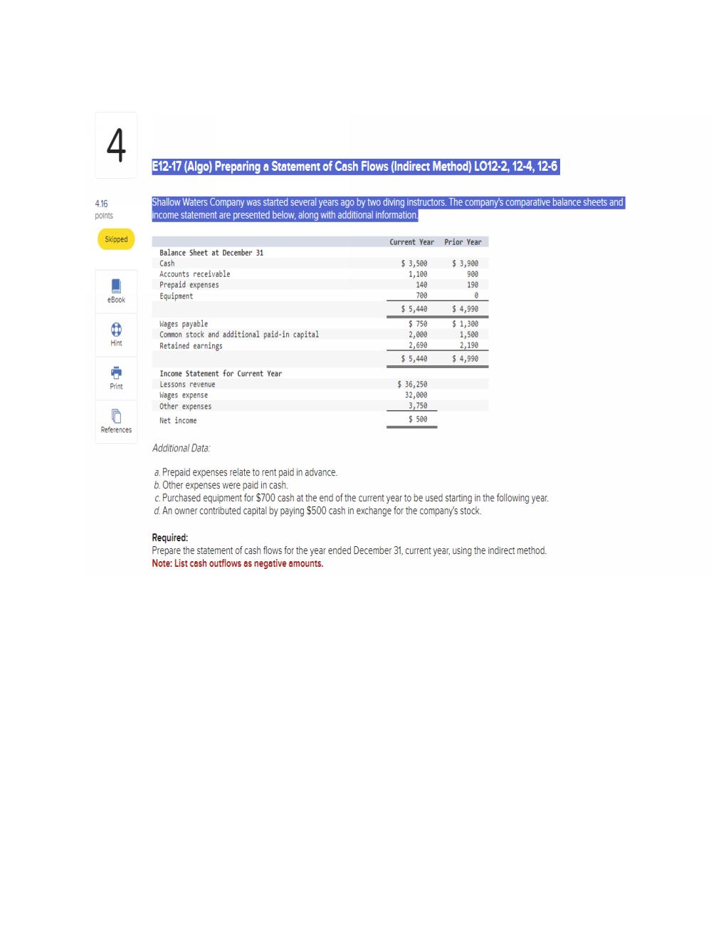 Solved E12-17 (Algo) Preparing a Statement of Cash Flows | Chegg.com
