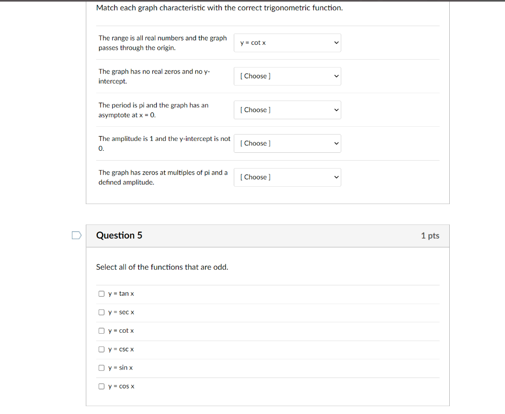 Solved Match each graph characteristic with the correct | Chegg.com