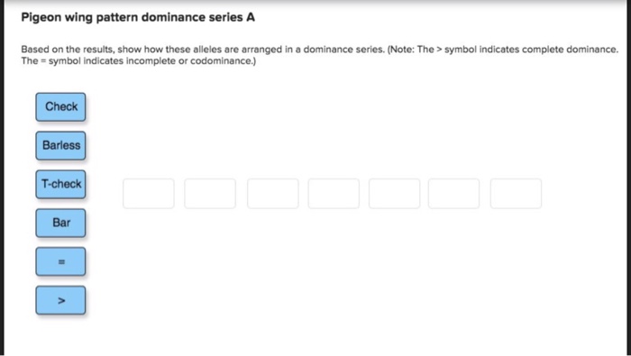 Solved 0 Required information Pigeon wing pattern dominance | Chegg.com