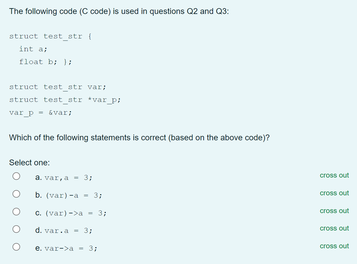 Solved The following code (C code) is used in questions Q2 | Chegg.com