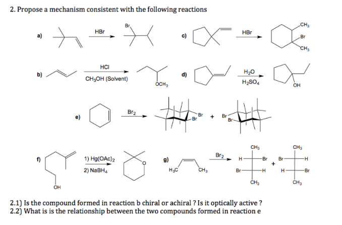 Solved 2. Propose a mechanism consistent with the following | Chegg.com