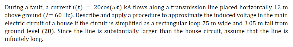 Solved During a fault, a current i(t)=20cos(ωt) kA flows | Chegg.com