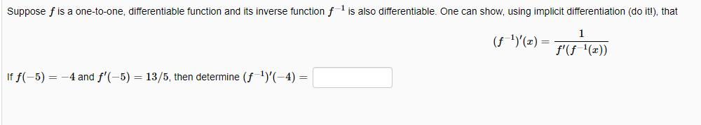 Solved Suppose f is a one-to-one, differentiable function | Chegg.com