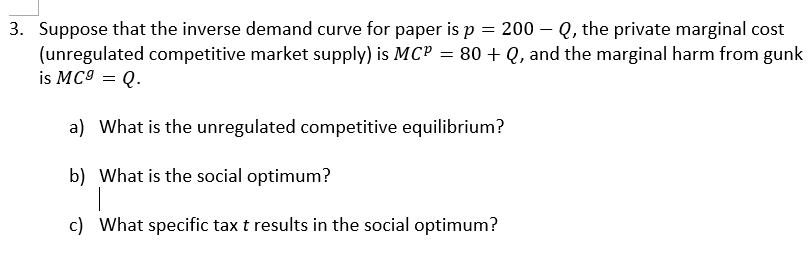 Solved 3. Suppose that the inverse demand curve for paper is | Chegg.com