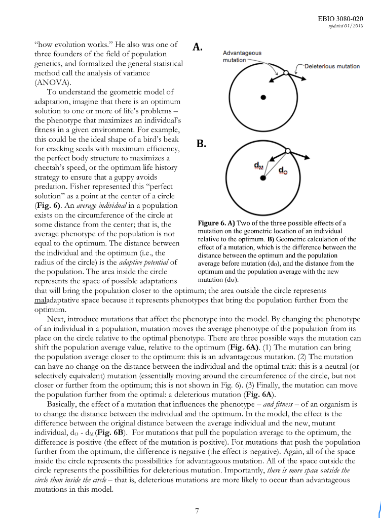 Solved Fisher's Geometric Model of Adaptation One way to | Chegg.com