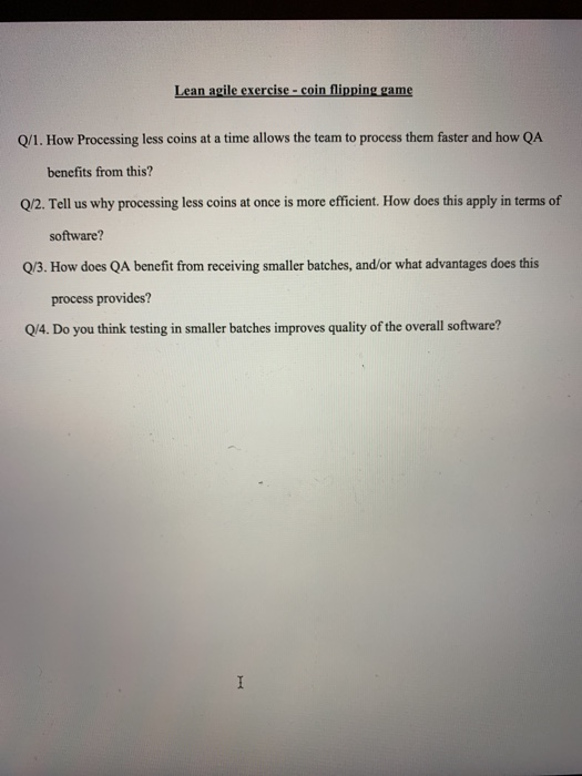 Lean agile exercise-coin flipping game Q/1. How | Chegg.com