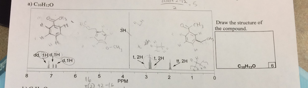 Solved Below is NMR spectra and molecular formula (C10H12O). | Chegg.com