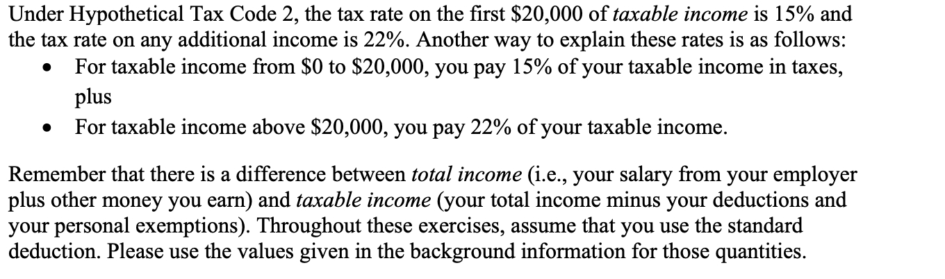 Under Hypothetical Tax Code 2, the tax rate on the | Chegg.com