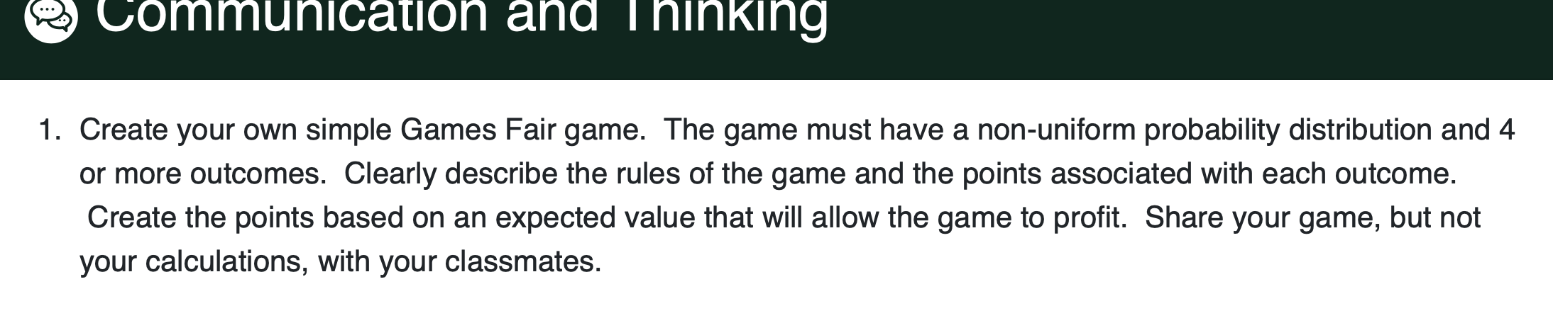Solved Communication and Thinking 1. Create your own simple | Chegg.com