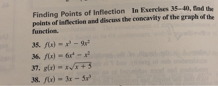 Solved Finding Points of Inflection In Exercises 35-40, find | Chegg.com
