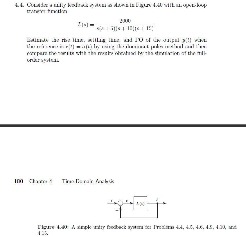 4.4. Consider a unity feedback system as shown in | Chegg.com