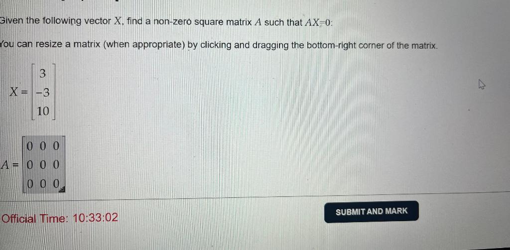 Solved Given the following vector X, find a non-zero square | Chegg.com