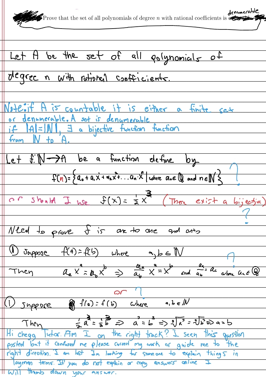 Solved denumerable Prove that the set of all polynomials of | Chegg.com