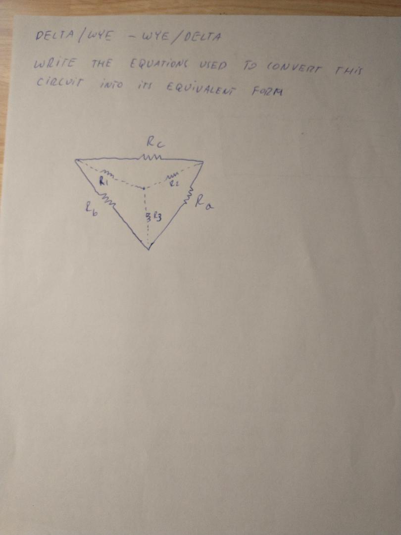 Solved DELTA/WYE - ﻿WYE/DELTAWRITE THE EQUATION USED TO | Chegg.com