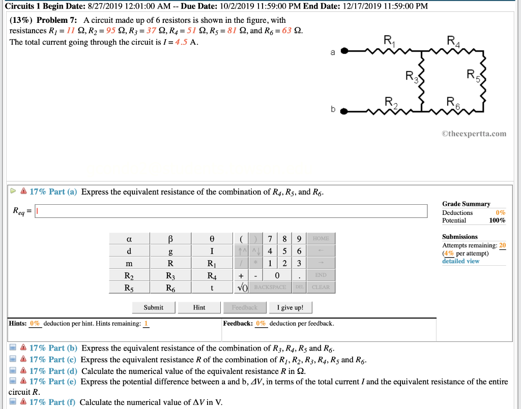 Solved Circuits 1 Begin Date: 8/27/2019 12:01:00 AM -- Due | Chegg.com