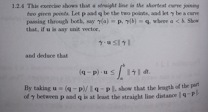 Solved 1.2.4 This exercise shows that a straight line is the | Chegg.com