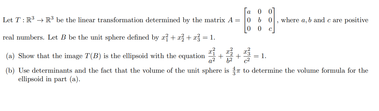 Solved Let T:R3 → R3 be the linear transformation determined | Chegg.com