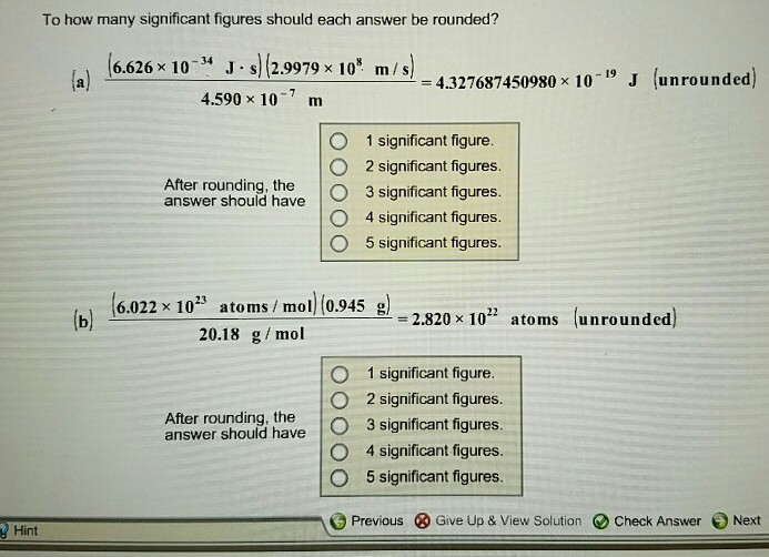 Solved To how many significant figures should each answer be | Chegg.com