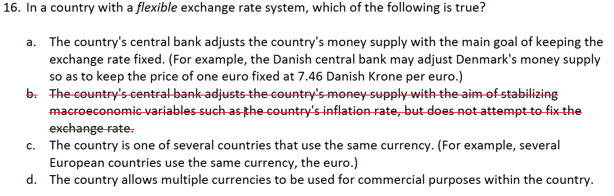 Solved 16. In a country with a flexible exchange rate | Chegg.com