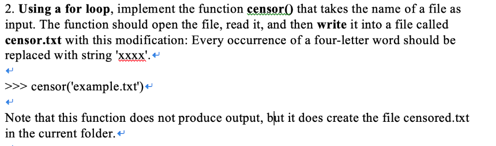 Solved 2 Using A For Loop Implement The Function Censor0 5502