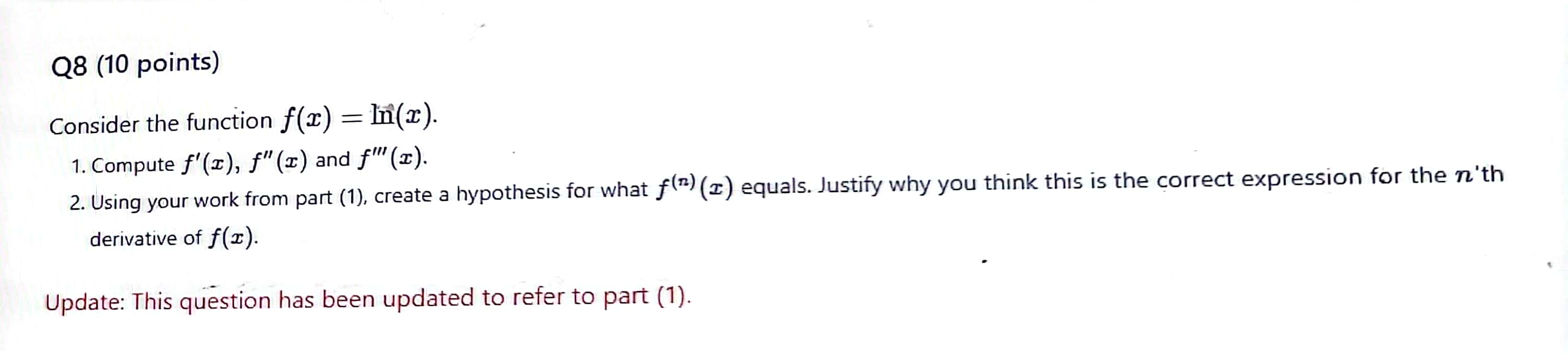 Solved Q8 (10 ﻿points)Consider the function | Chegg.com