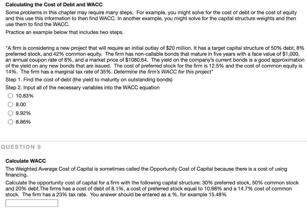Solved Calculating the Cost of Debt and WACC Some problems | Chegg.com