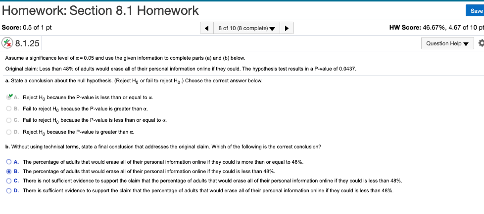 Solved Homework Section 8 1 Homework Save Score 0 5 Of 1