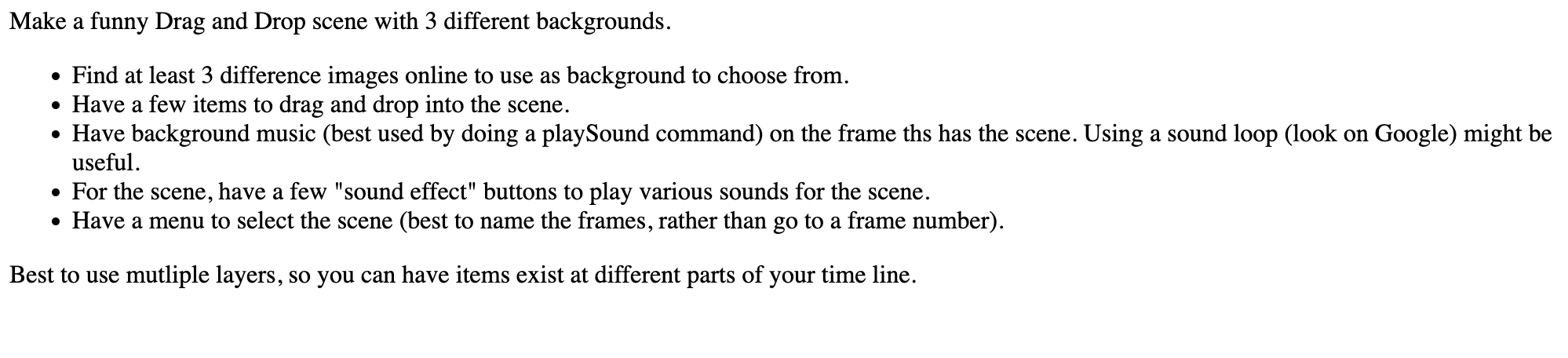 Solved Make a funny Drag and Drop scene with 3 different | Chegg.com
