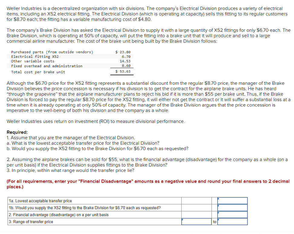 Solved Weller Industries is a decentralized organization | Chegg.com