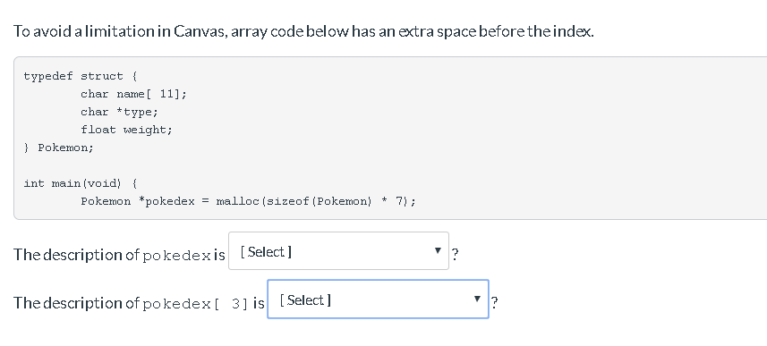 Solved To avoid a limitation in Canvas, array code below has | Chegg.com