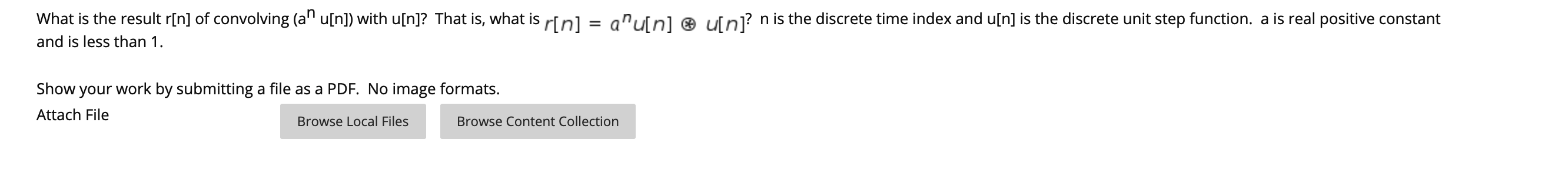 Solved What is the result r[n] of convolving (a" u[n]) with | Chegg.com