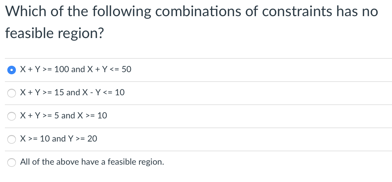 Solved Which of the following combinations of constraints | Chegg.com
