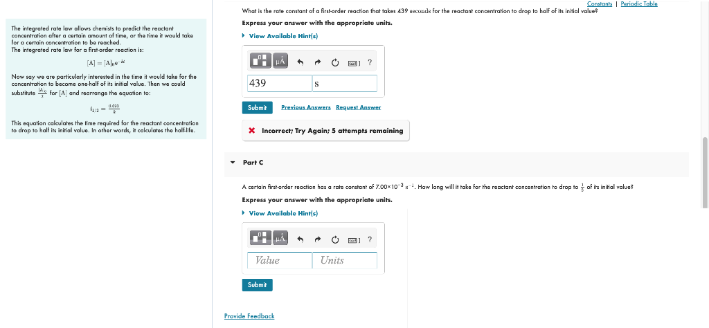 Solved Half-life equation for first-order reactions: 42 = | Chegg.com