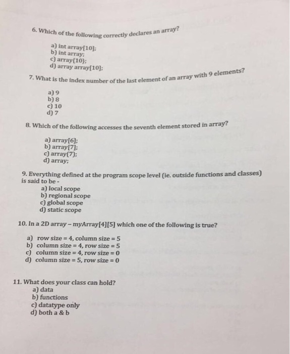 Solved 6 Which Of The Following Correctly Declares An 