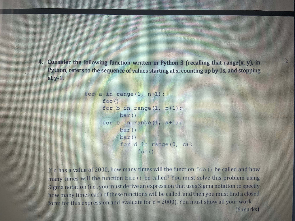 Solved 4 Consider The Following Function Written In Python 2151