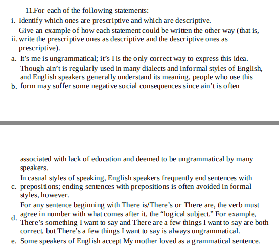 11.For each of the following statements: Give an | Chegg.com