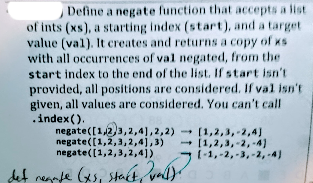 Solved Define a negate function that accepts a list of ints | Chegg.com