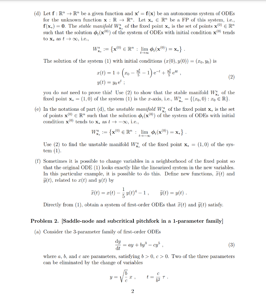 Solved Problem 1. [Linearization, change of variables, and | Chegg.com