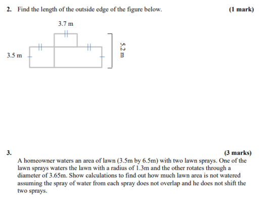 Solved 2. Find the length of the outside edge of the figure | Chegg.com