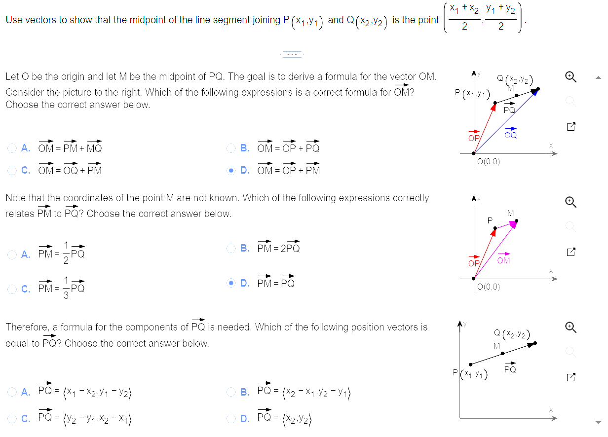 Solved Use vectors to show that the midpoint of the line | Chegg.com