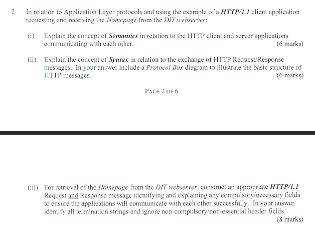 Solved 2. In relation to Application Layer protocols and | Chegg.com