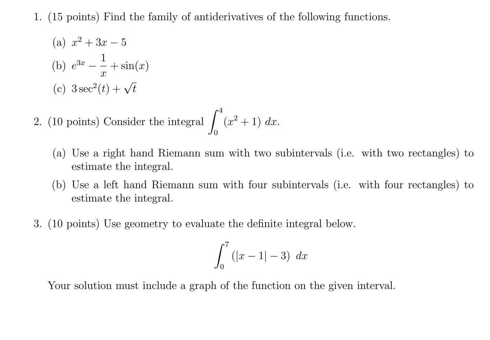 1. (15 points) Find the family of antiderivatives of | Chegg.com