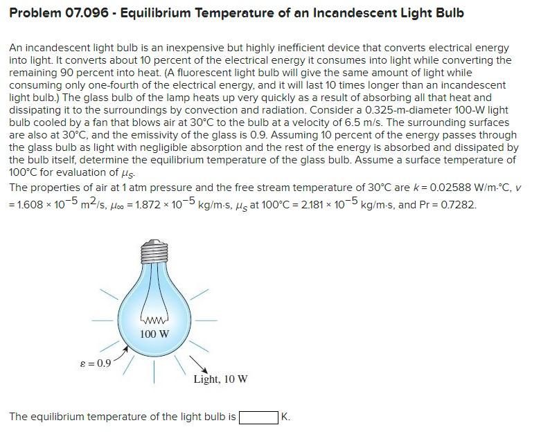 Solved Problem 07.096 - Equilibrium Temperature of an | Chegg.com
