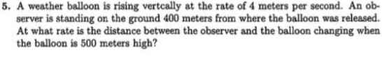 Solved A weather balloon is rising vertcally at the rate of | Chegg.com